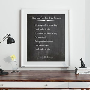 If I Can Stop Poem by Emily Dickinson - Etsy