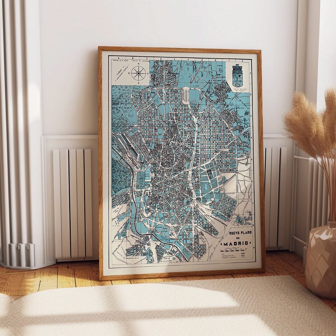 Madrid City Map Poster - Historical Spanish Map Art Wall Decor - City ...