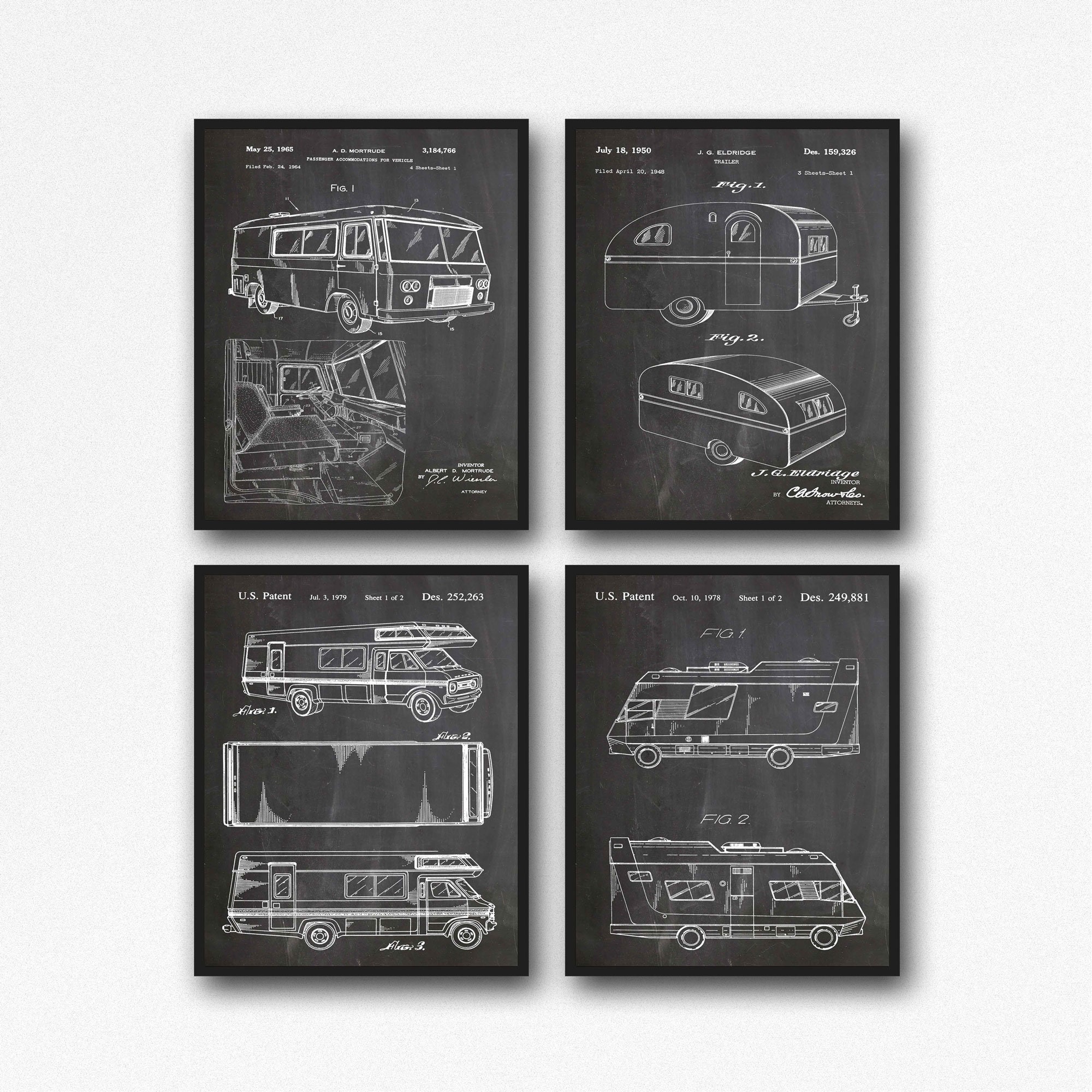 4 Camper Van Posters RV Travel Posters Set of 4 | Etsy