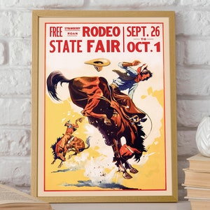 Rodeo Poster for Cowboy Wall Art and Western Decor Large Rodeo Poster ...