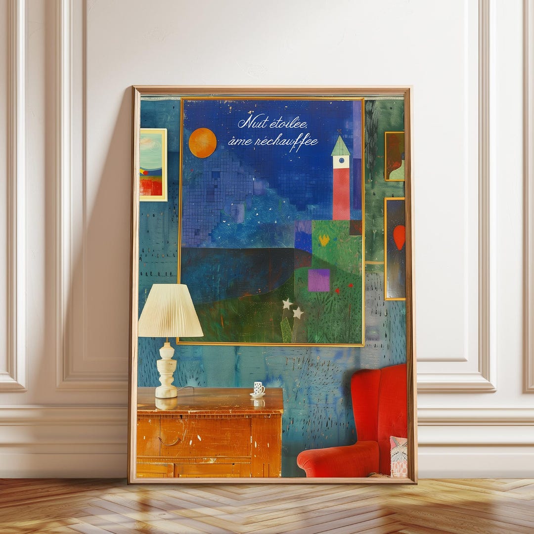 Midcentury Abstract Night Art Poster - 'starry Night Soul' Wall Art for ...