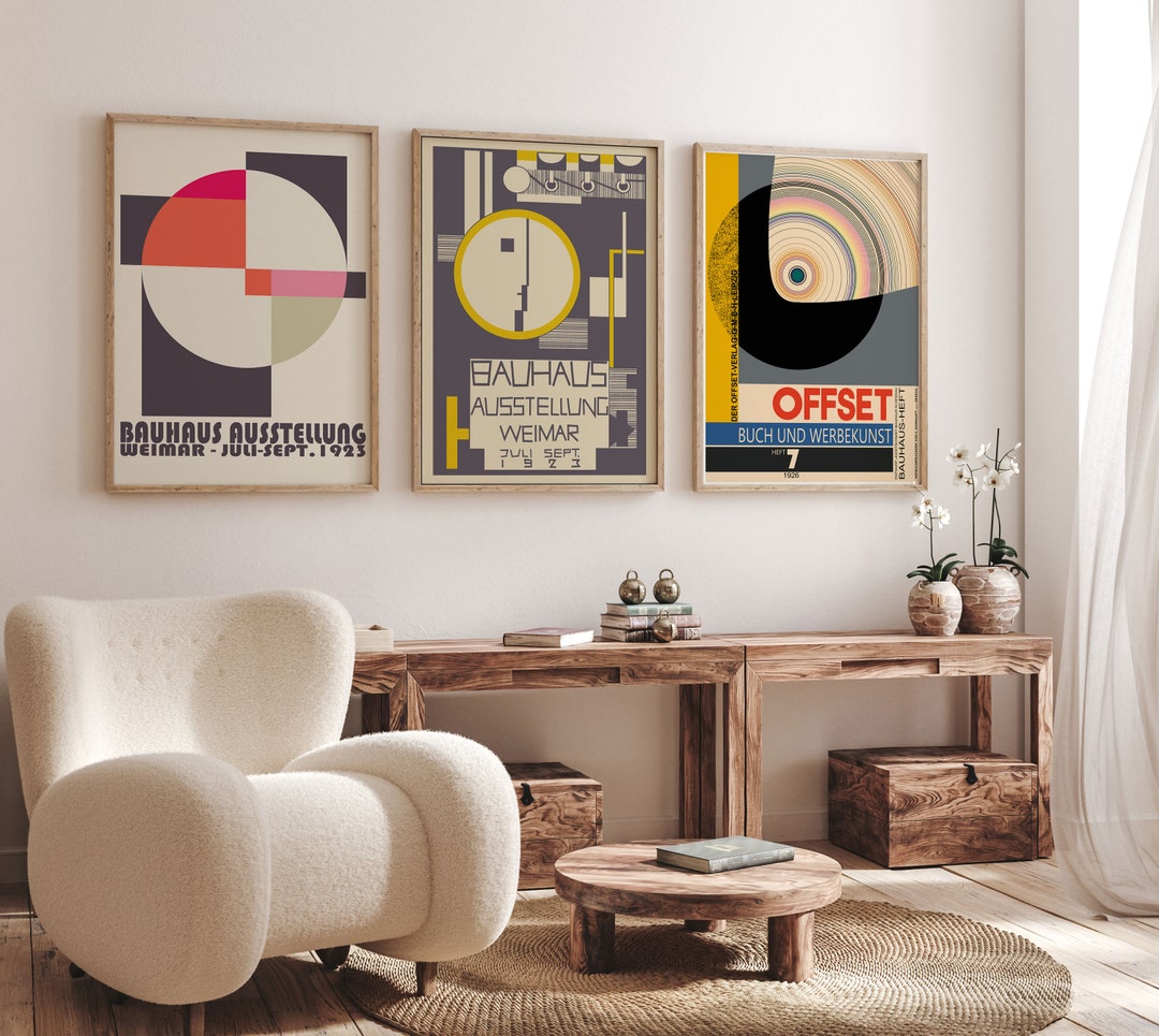 Bauhaus Design School Posters 3 Rare German Abstract Prints Modernist ...