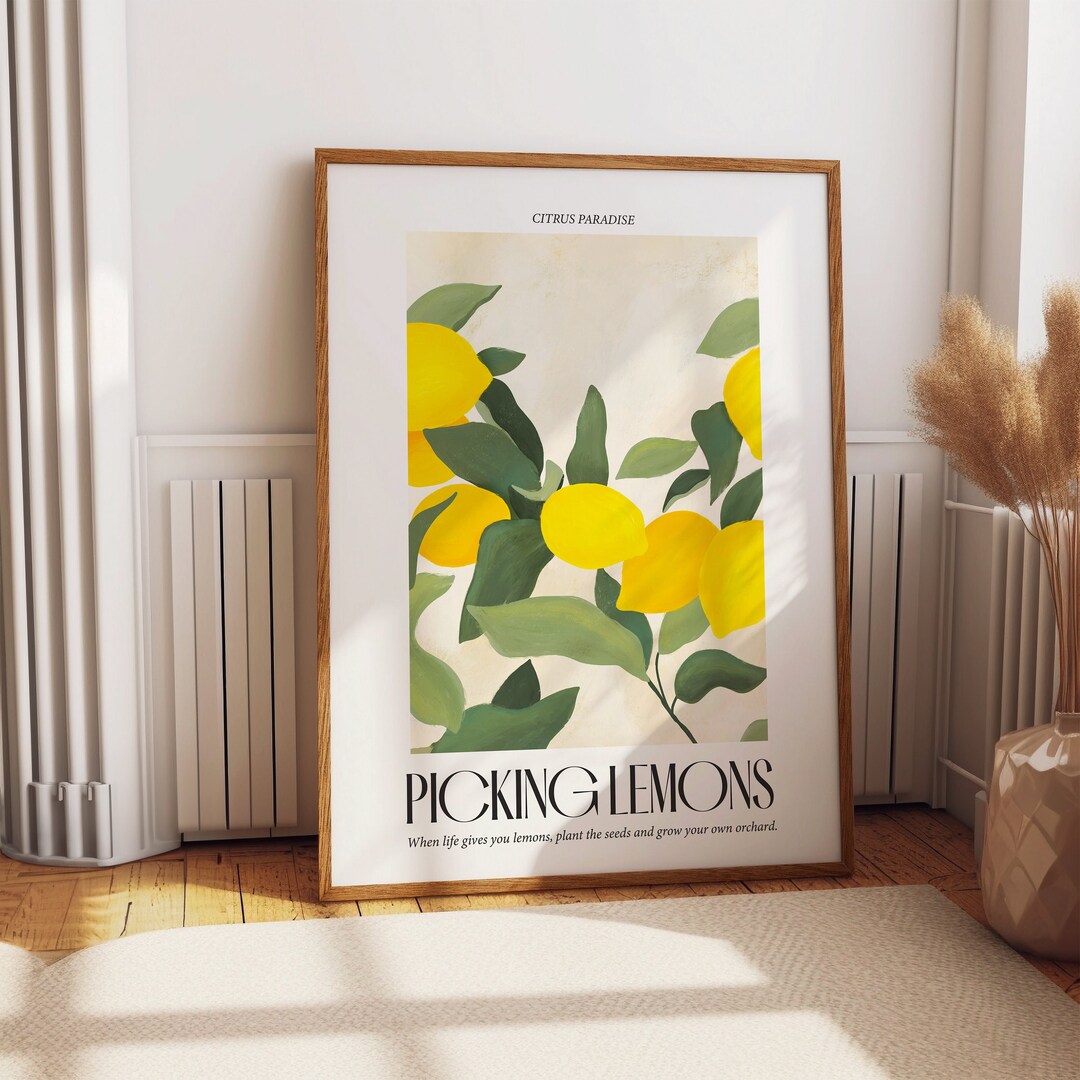 Picking Lemons Wall Art Citrus Paradise Art Poster Inspirational Lemon ...