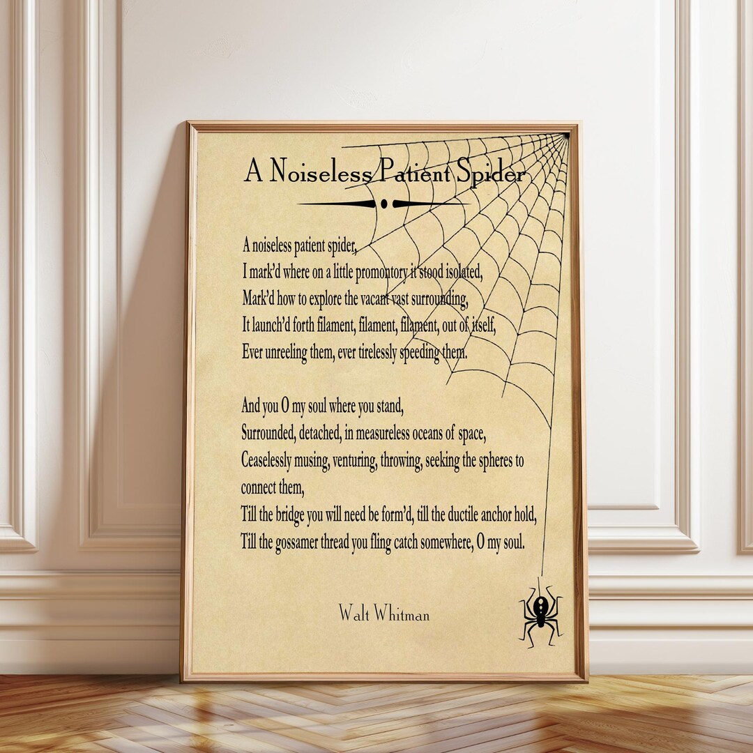Walt Whitman A Noiseless Patient Spider Poem Print - Poster, Framed ...
