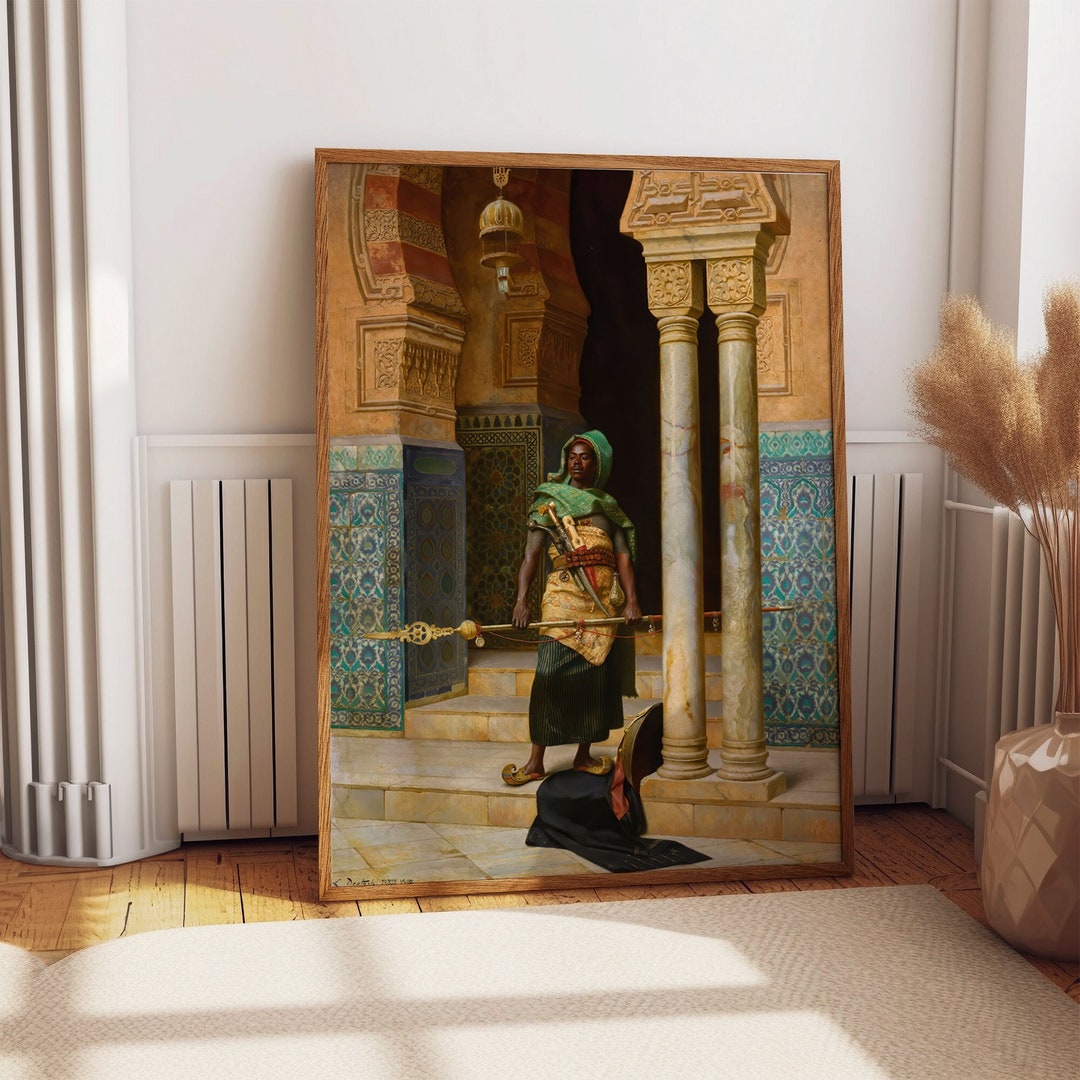 Majestic Nubian Guard: Orientalist Painting Poster by Ludwig Deutsch ...