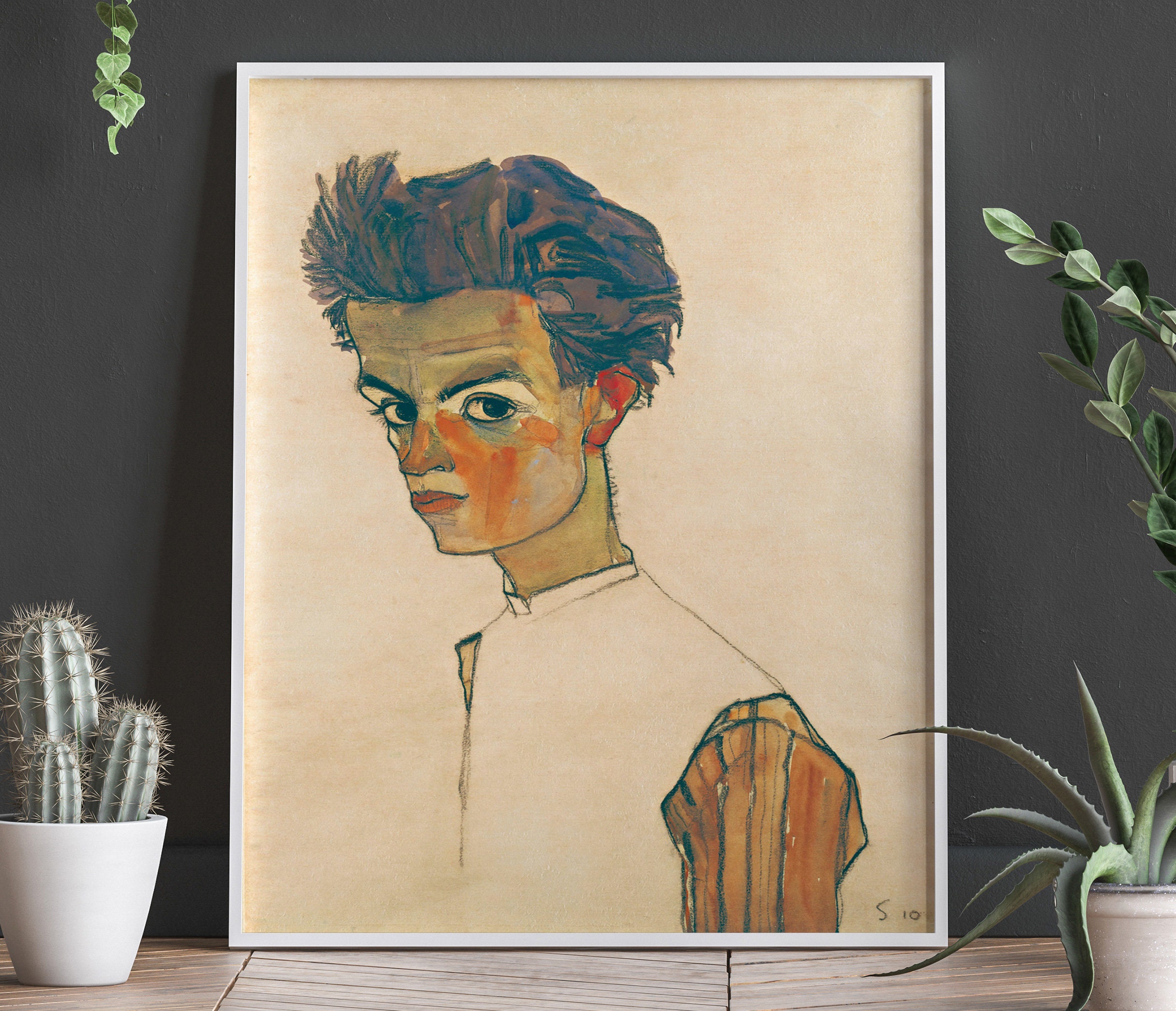 Egon Schiele Self Portrait Drawing