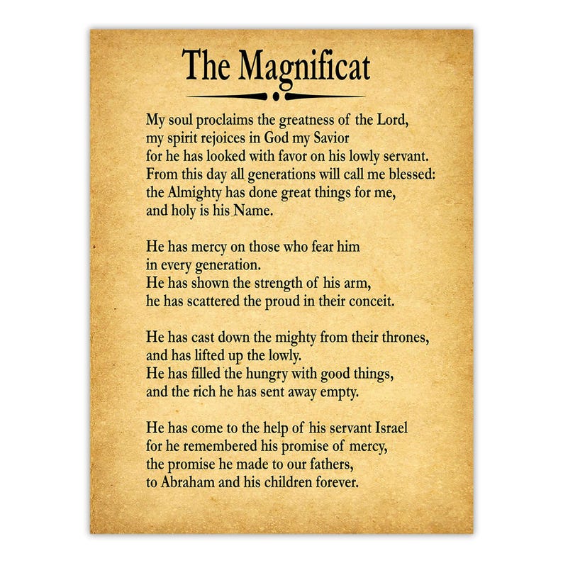 The Magnificat Prayer Print: Canticle of Mary, Christian Wall Art - Etsy