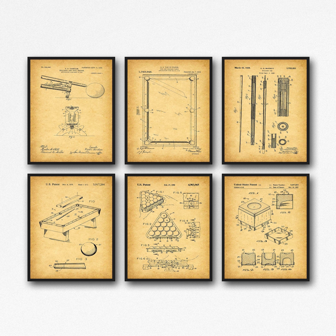 Billiards Prints Set of 6 Billiards Posters - Etsy