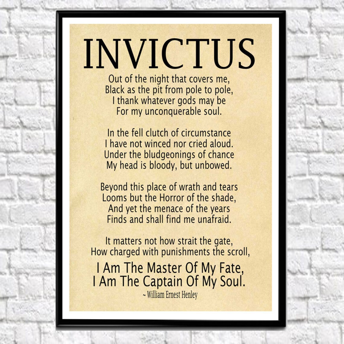 Invictus Poem Invictus Print Art Print by William Ernest | Etsy