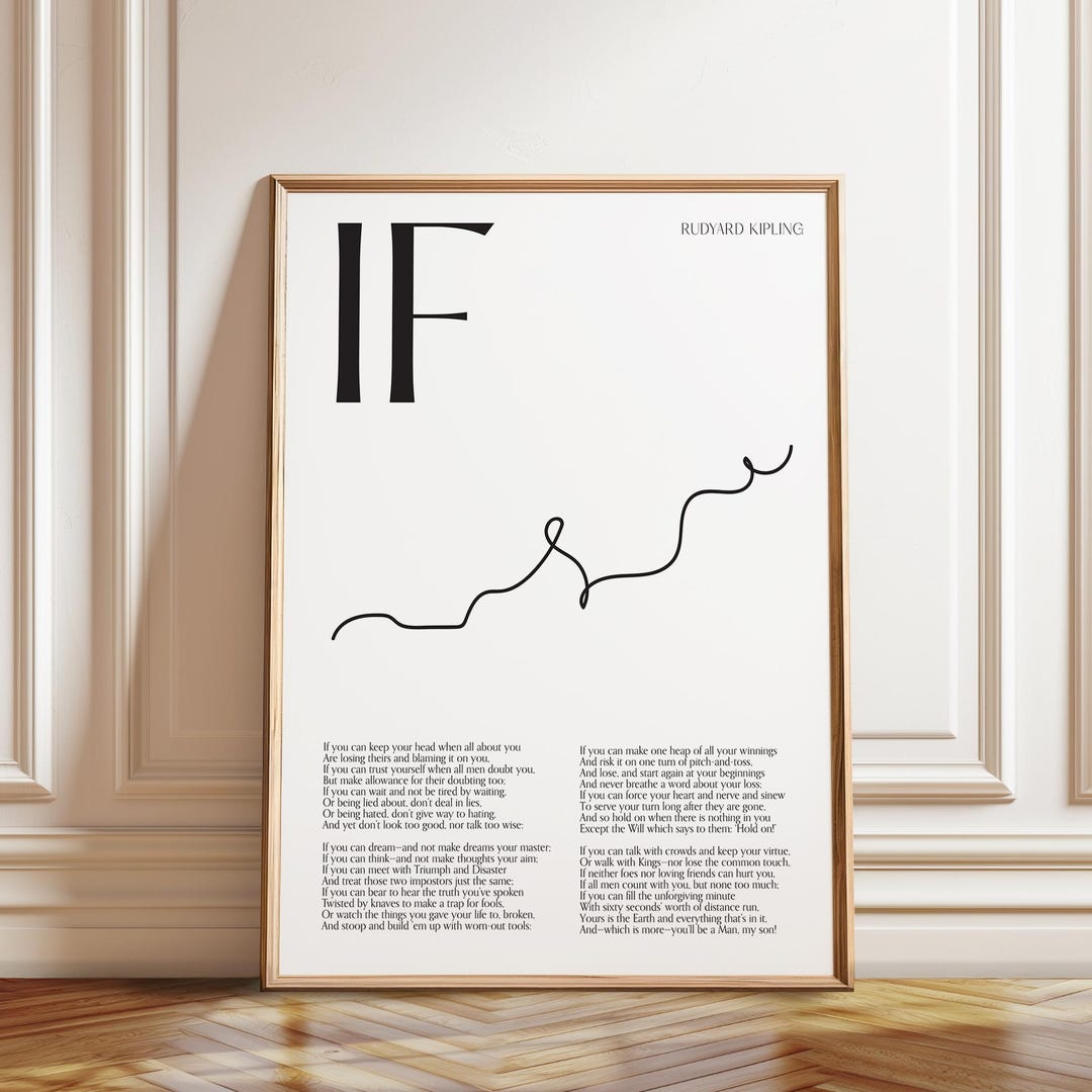 Timeless Inspiration Wall Art 'IF' Poem by Rudyard Kipling Wall Poster ...