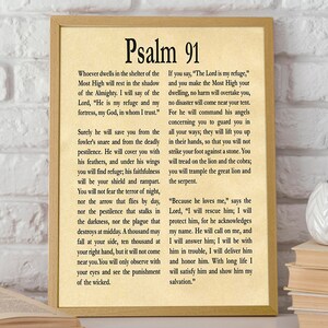 Psalm 91 Print Psalm Poster Psalm Wall Art Christian Gift for Friend ...