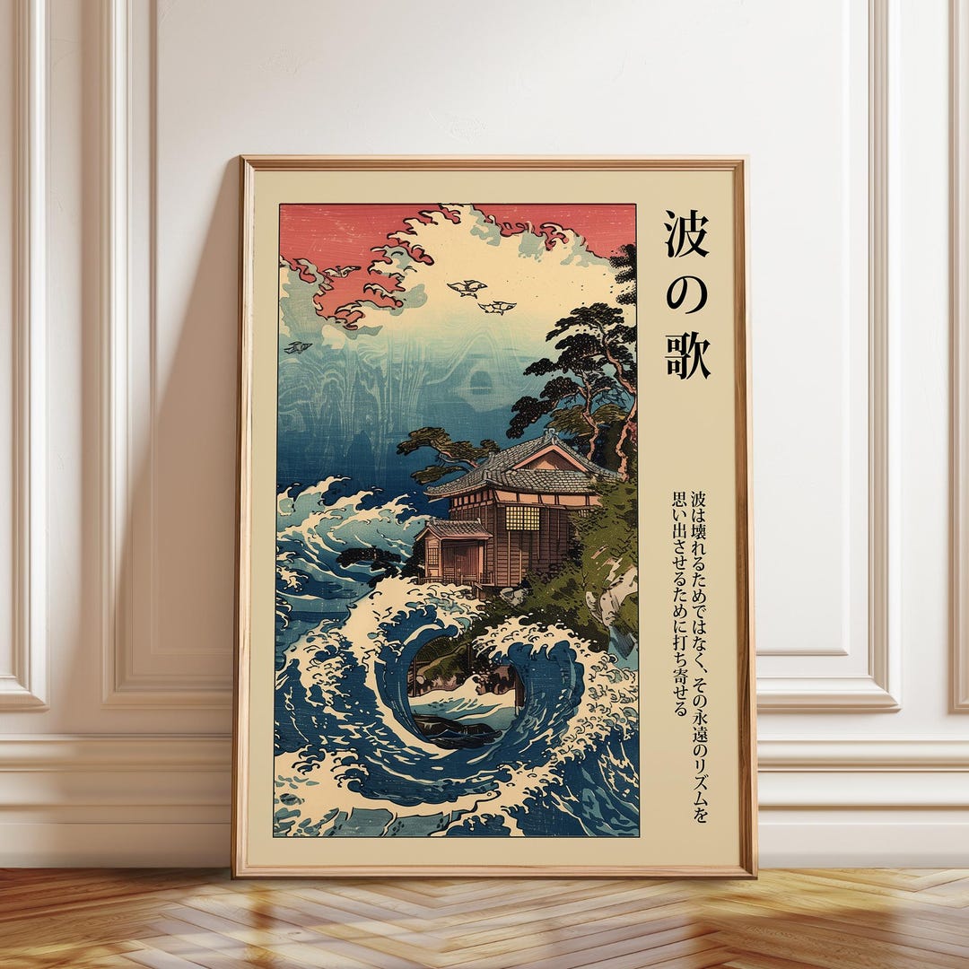 Traditional Japanese Wave Wall Art – Nami No Uta Print – Ueno ...