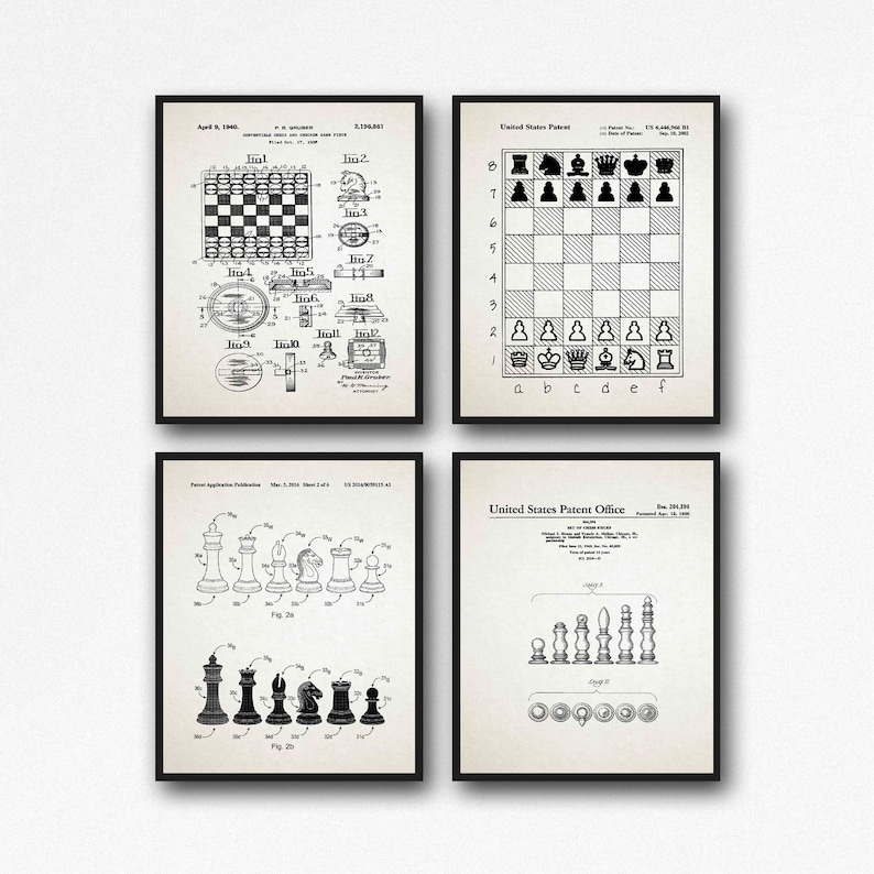 Chess Set of Chess Posters Chess Decor WB499-502 | Etsy
