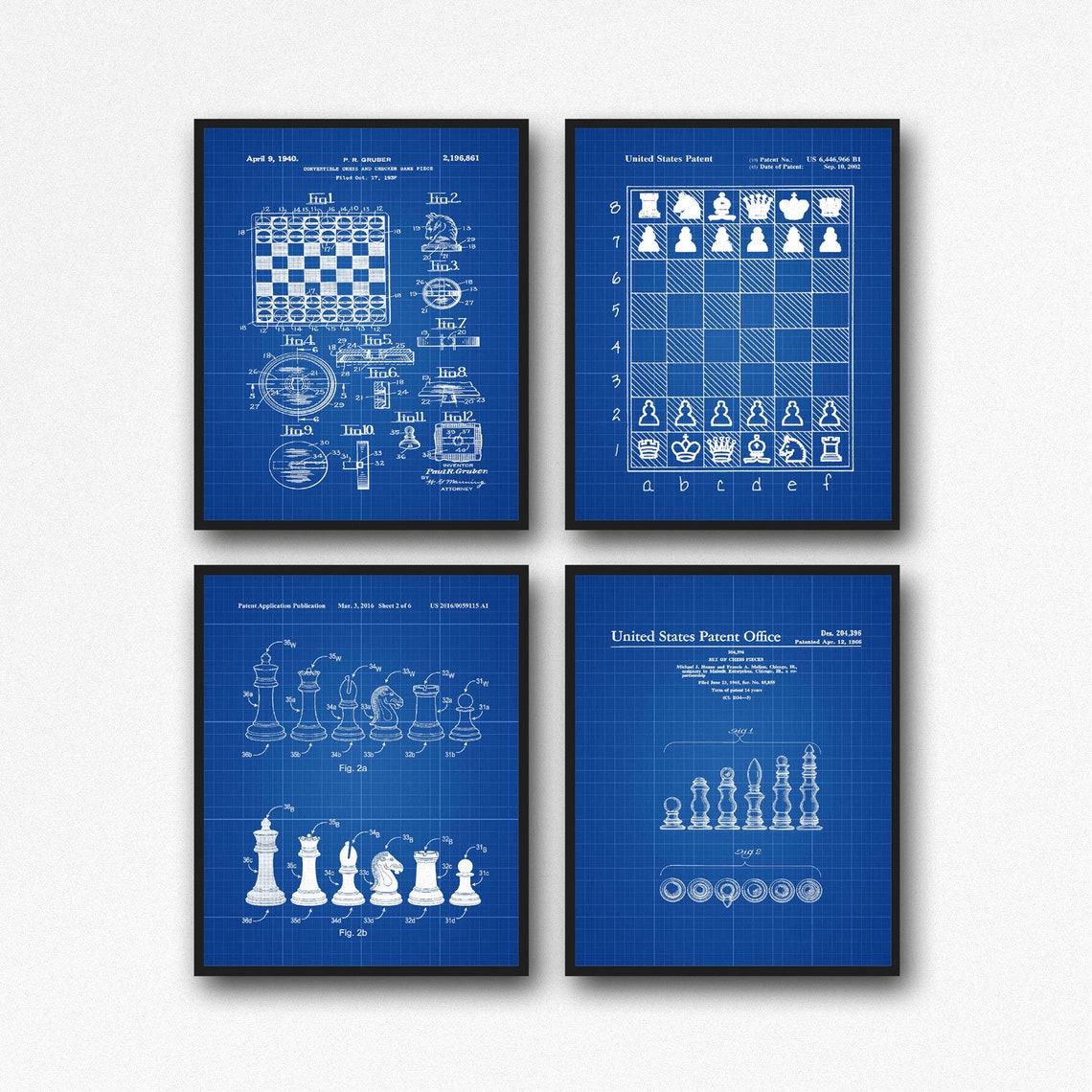 Chess Set of Chess Posters Chess Decor WB499-502 | Etsy UK