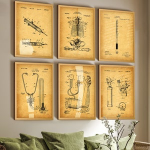 Set of 6 Retro Medical Inventions Posters - Unique Doctor Gift & Clinic ...