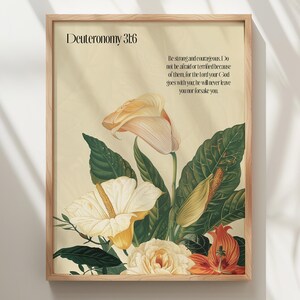 Deuteronomy 31:6 Bible Verse Wall Art – Floral Christian Encouragement ...