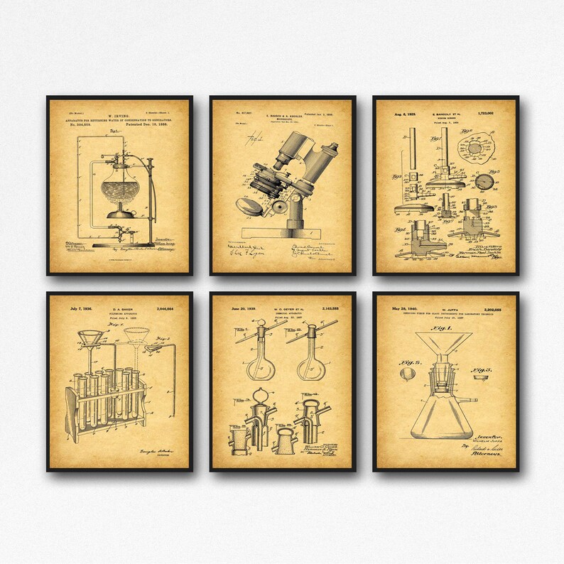 Science Inventions Poster Set: Chalkboard Laboratory Decor - Etsy