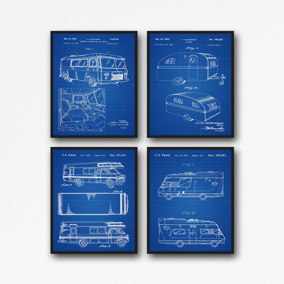 4 Camper Van Posters RV Travel Posters Set of 4 | Etsy