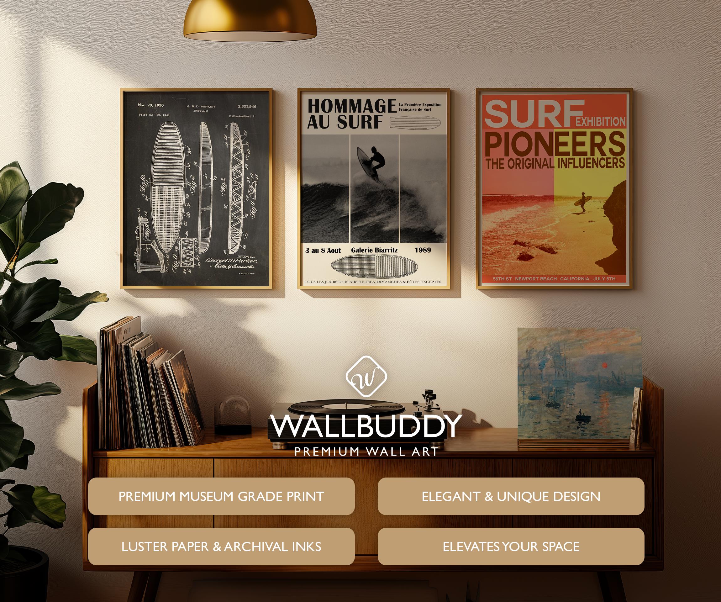 Surfing Posters Set of 3 Surf Prints High Definition Art - Poster ...