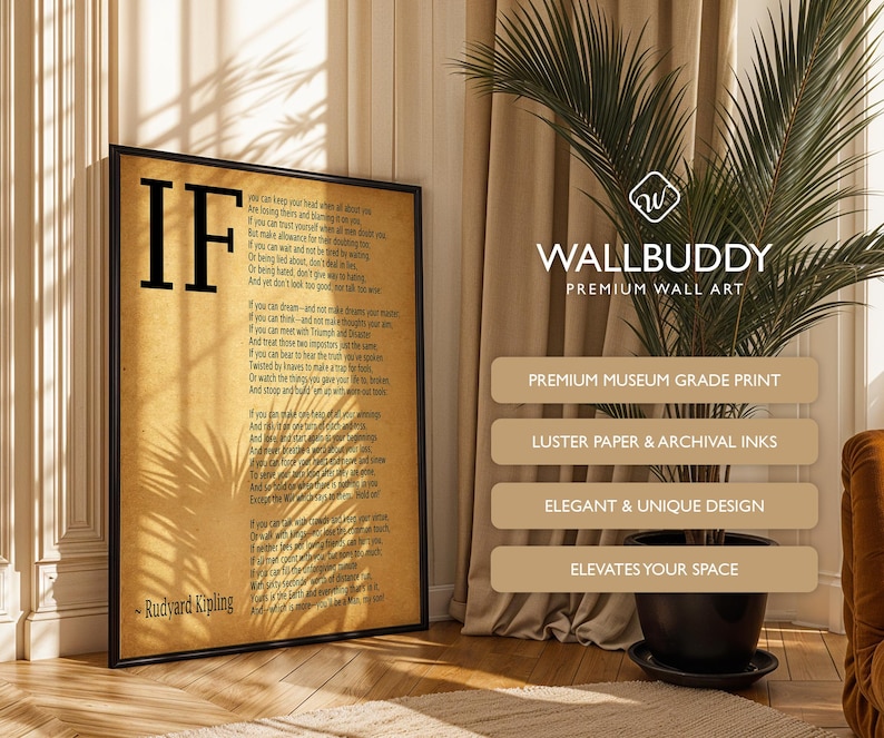 Rudyard Kipling "if" Poem Art Print: Motivational Wall Decor - Etsy