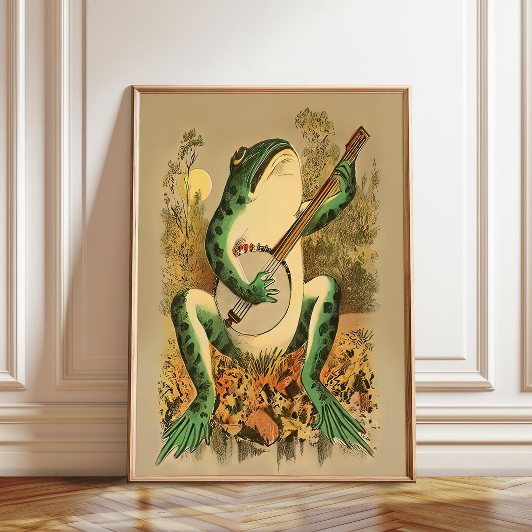 Frog Playing Banjo Print – Whimsical Animal Wall Art - Etsy