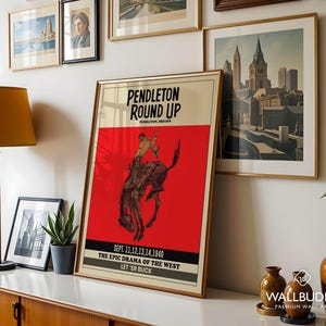 Pendleton Round-up Rodeo Poster: Cowboy on Bronco, Western Wall Art - Etsy