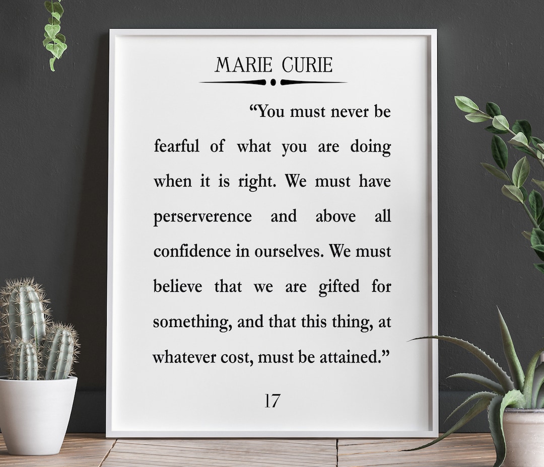 Marie Curie Quote Scientific Girl Quote Science Poster - Etsy