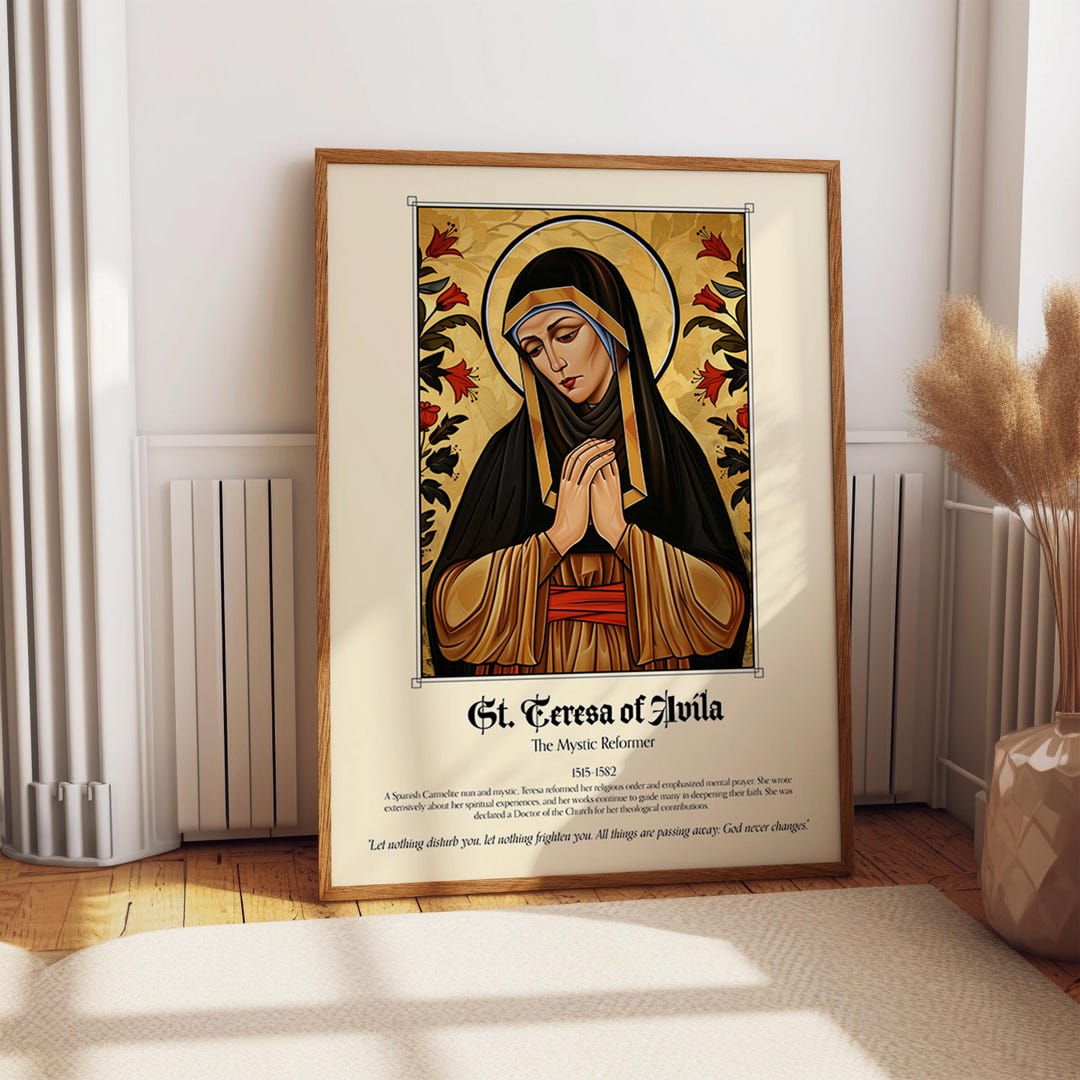 St. Teresa of Ávila Mystic Reformer Wall Art – Carmelite Saint Spanish ...