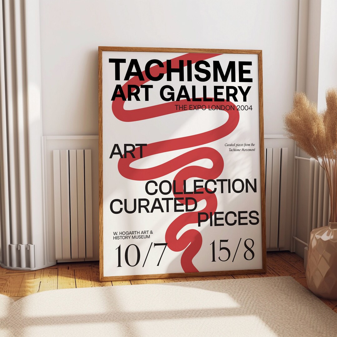 Red Scribble Wall Art for Modern Home Decor Tachisme Art Gallery ...