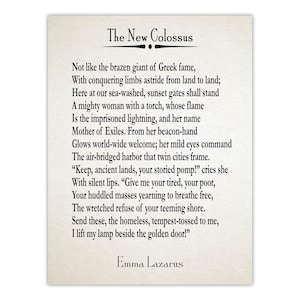 The New Colossus Poem by Emma Lazarus - Poster, Framed, and Canvas ...