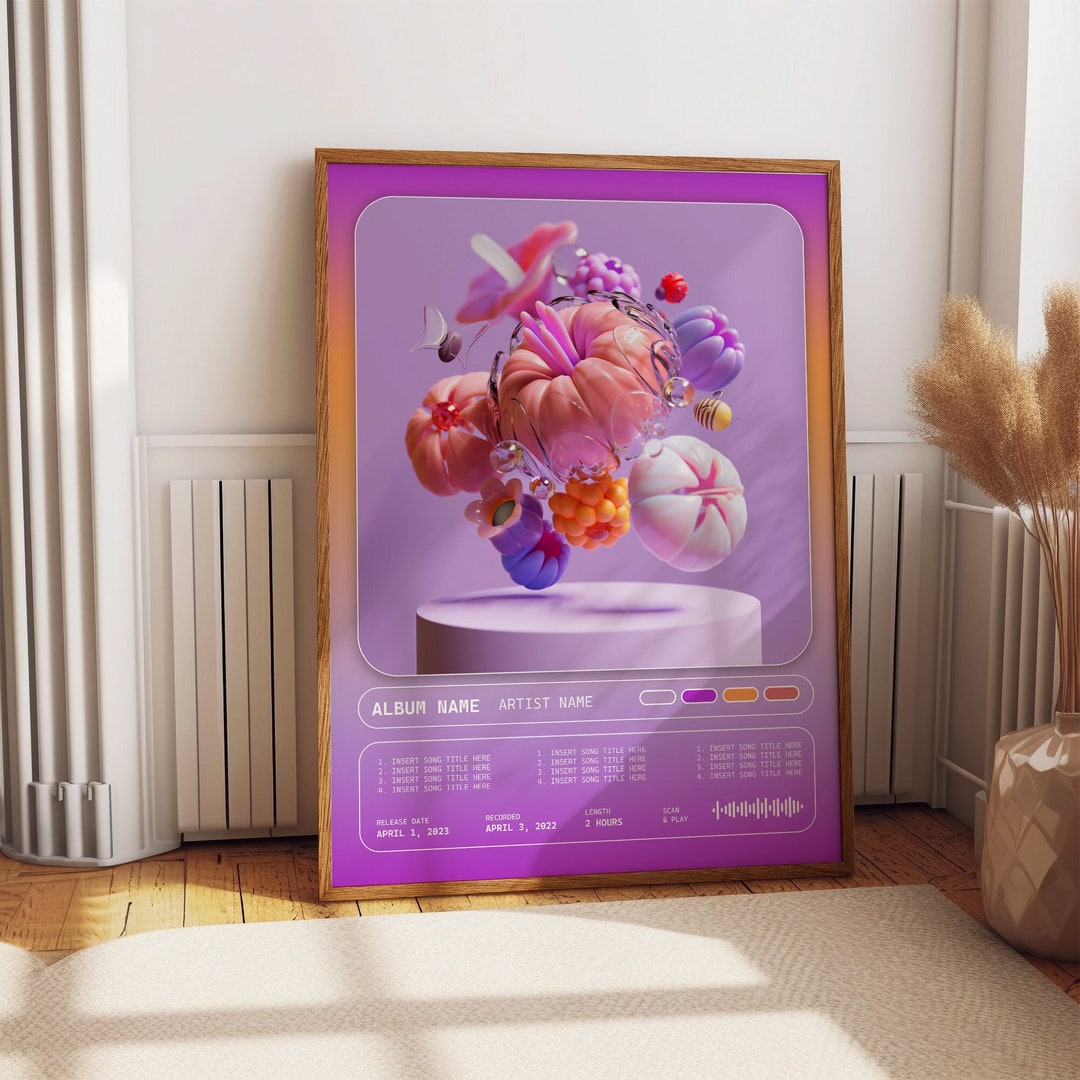 Custom Music Album Poster - Vibrant Pastel Color Album Cover Wall Decor ...