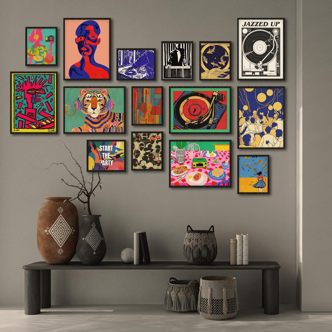 Radiohead Gallery Wall Art Set of 10 Musical Abstract Posters Colorful ...