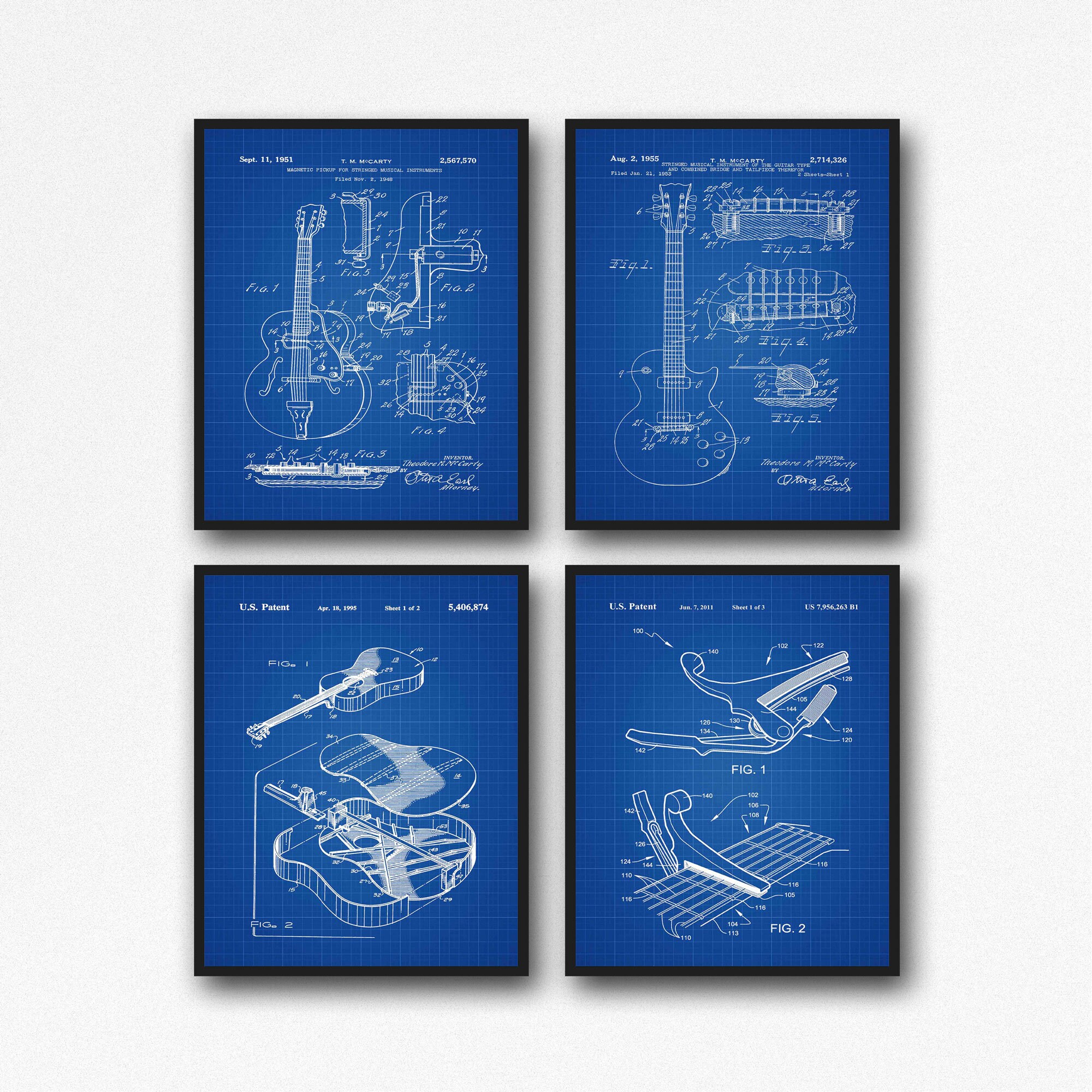 Guitar Posters Set of 4 Guitar Prints for Audio Room - Etsy