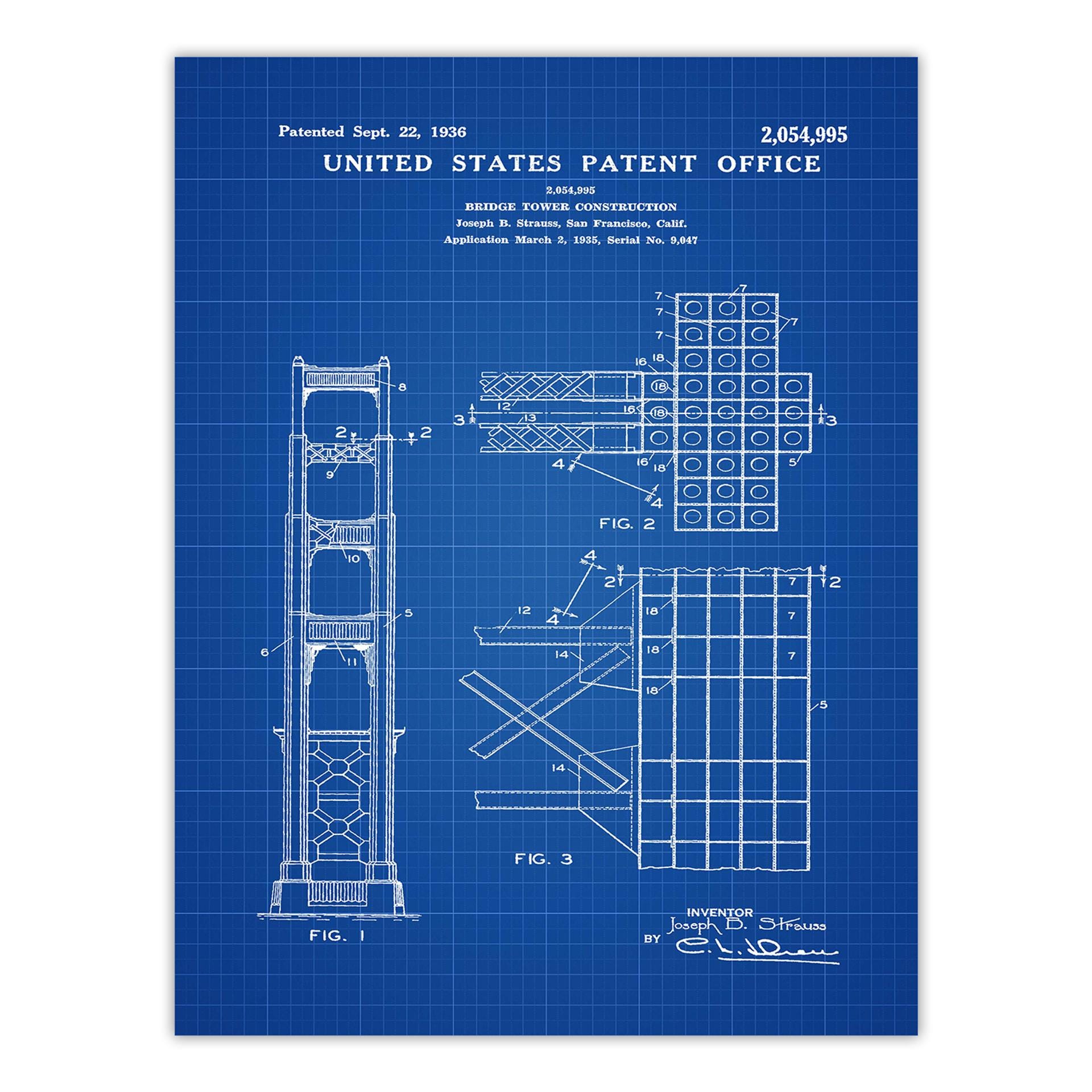 Golden Gate Bridge Patent Print: Architectural Wall Art - Etsy