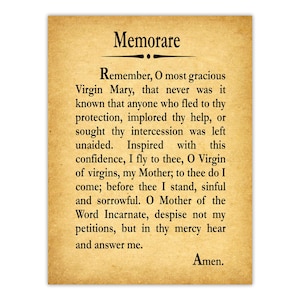 Memorare Prayer Print: Catholic Marian Devotion, Archival Quality - Etsy