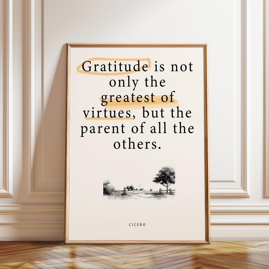 Cicero Quote Poster: Gratitude Virtue Art Print – Minimalist ...