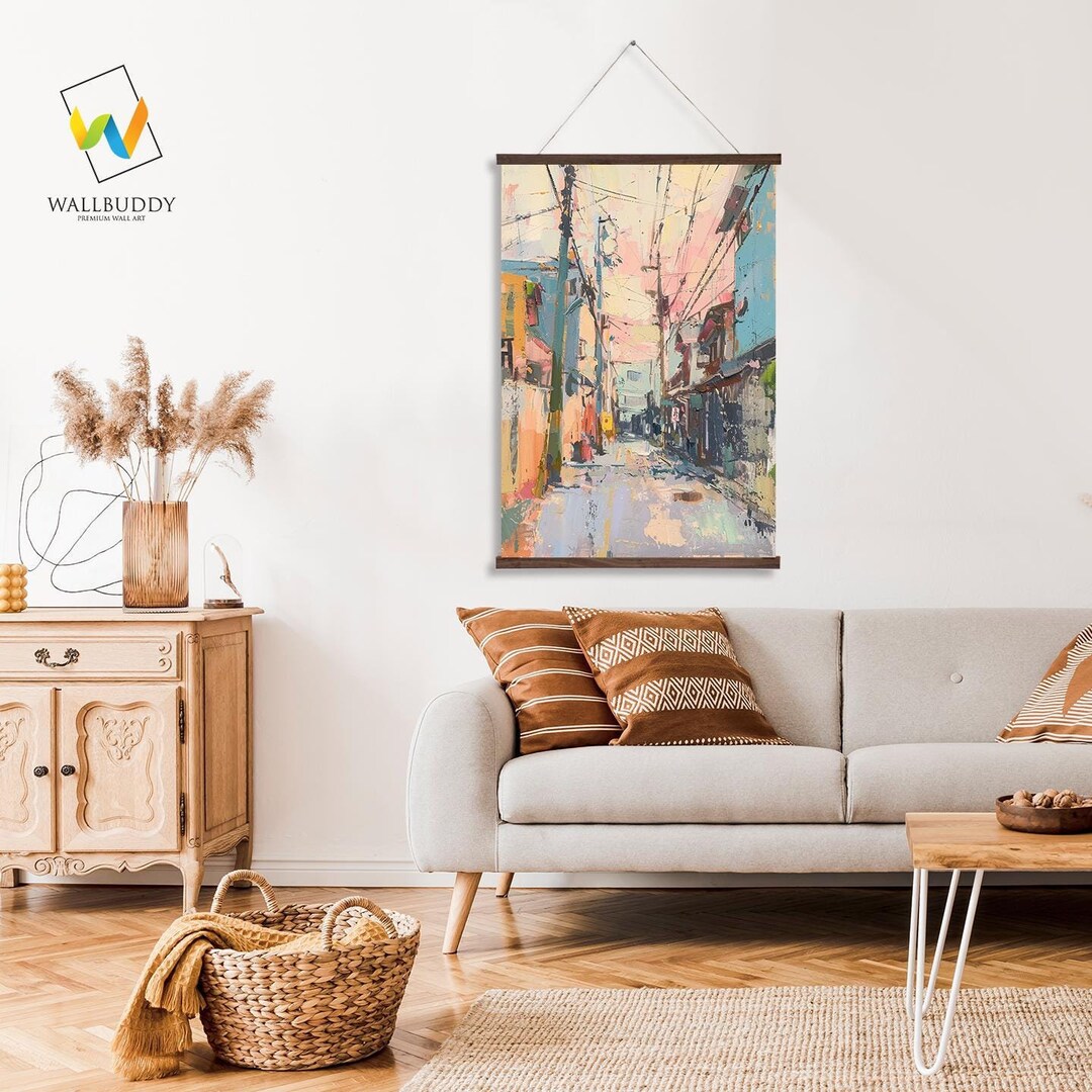 Pastel Alleyway Wall Hanging - Urban Street Scene Wall Art - Printed on ...