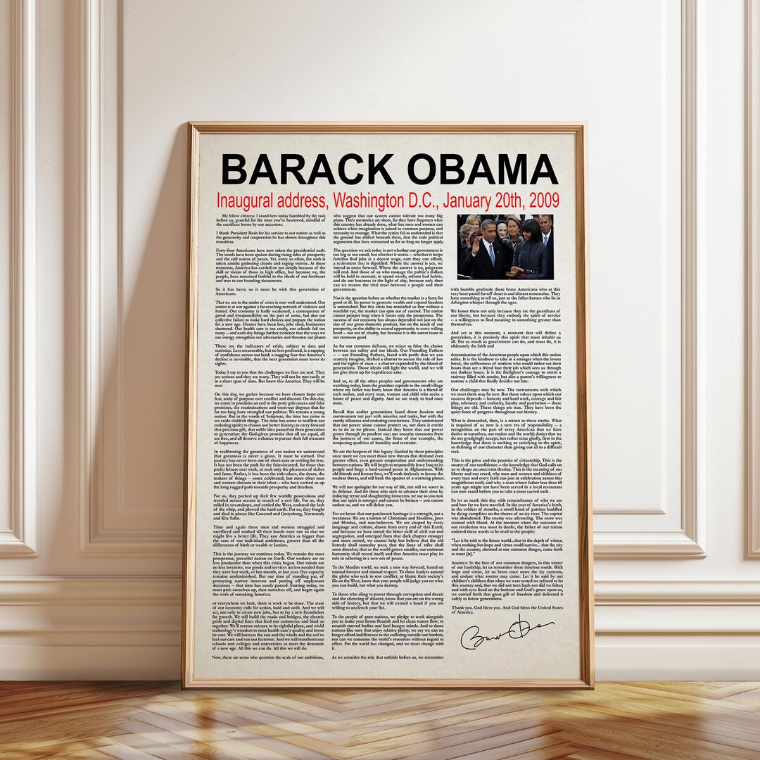 Barack Obama Inauguration Speech January 2009 - Poster, Framed, and ...