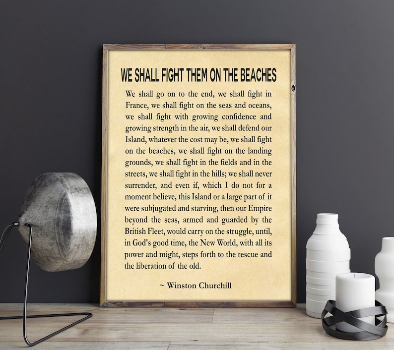 We Shall Fight Them on the Beaches Speech by Winston Churchill - Etsy
