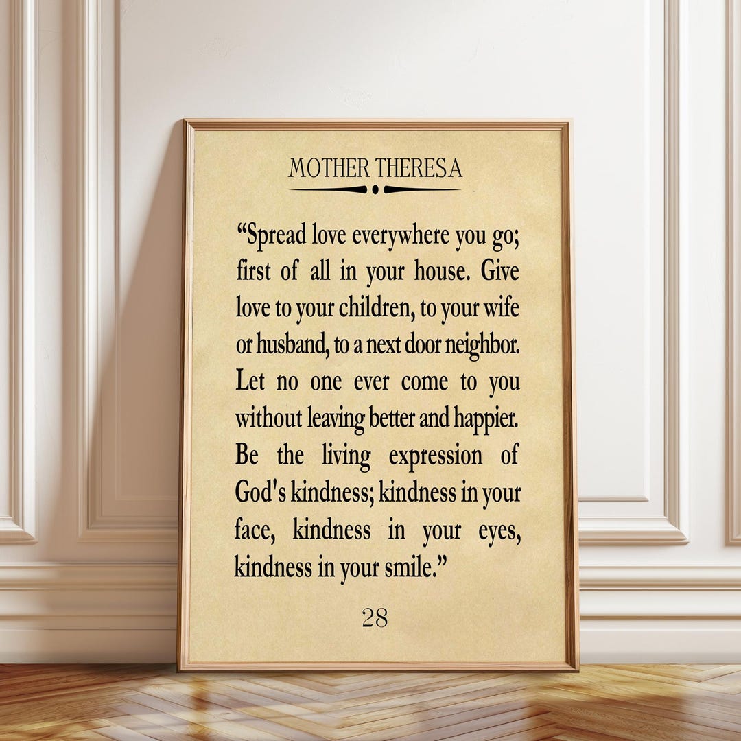 Mother Theresa Quote Spread Love Quote Love Print - Poster, Framed, and ...