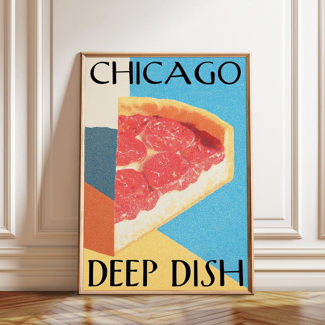 Chicago Deep Dish Poster: Retro Pizza Art Print – Food Decor - Etsy