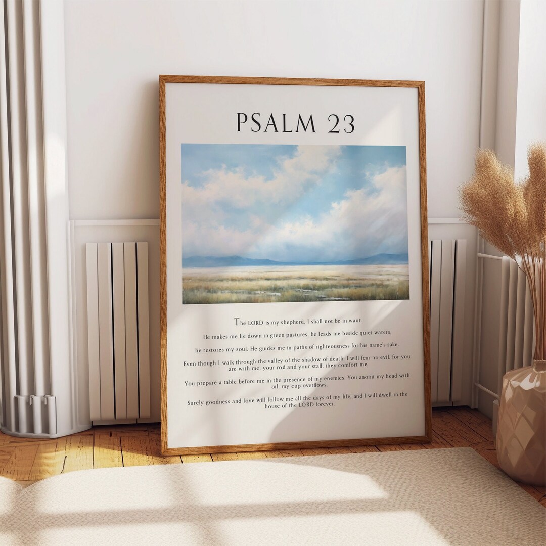 Psalm 23 Bible Poster - Inspirational Bible Print, Elegant Bible Decor ...