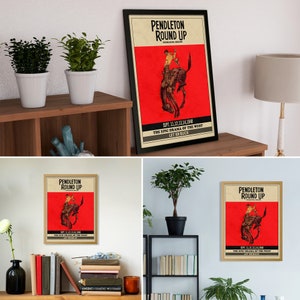 Pendleton Round up Rodeo Poster Cowboy Cowgirl Prints Ranch Decor Red ...