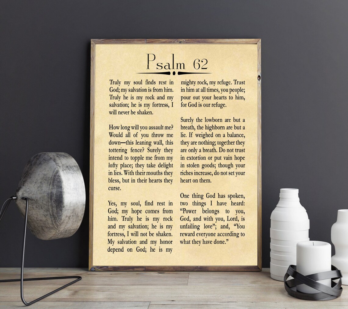 Psalm 62 Print Christian Poster Christian Wall Art - Etsy