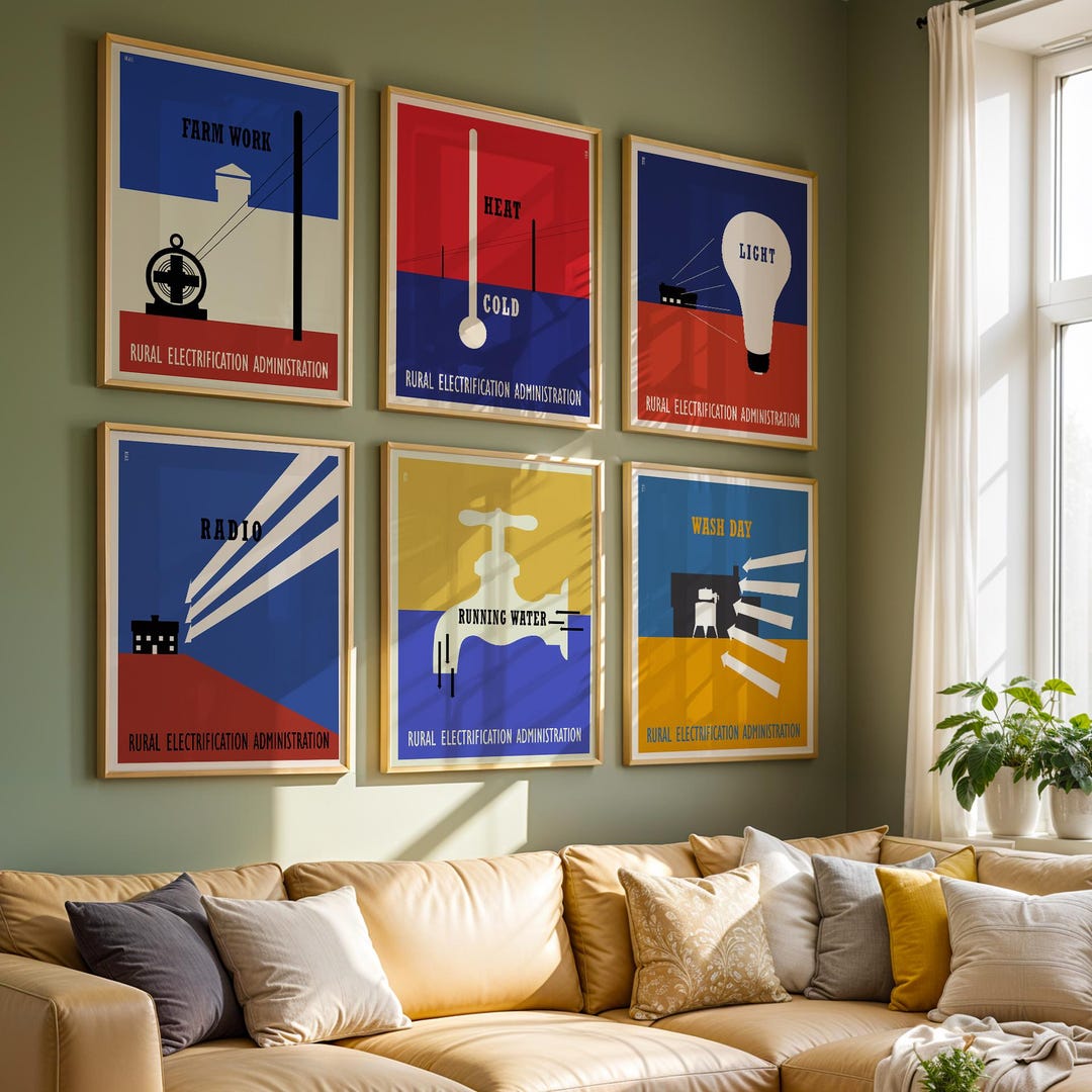 Lester Beall Posters for Rural Electrification Administration Set of 6 ...