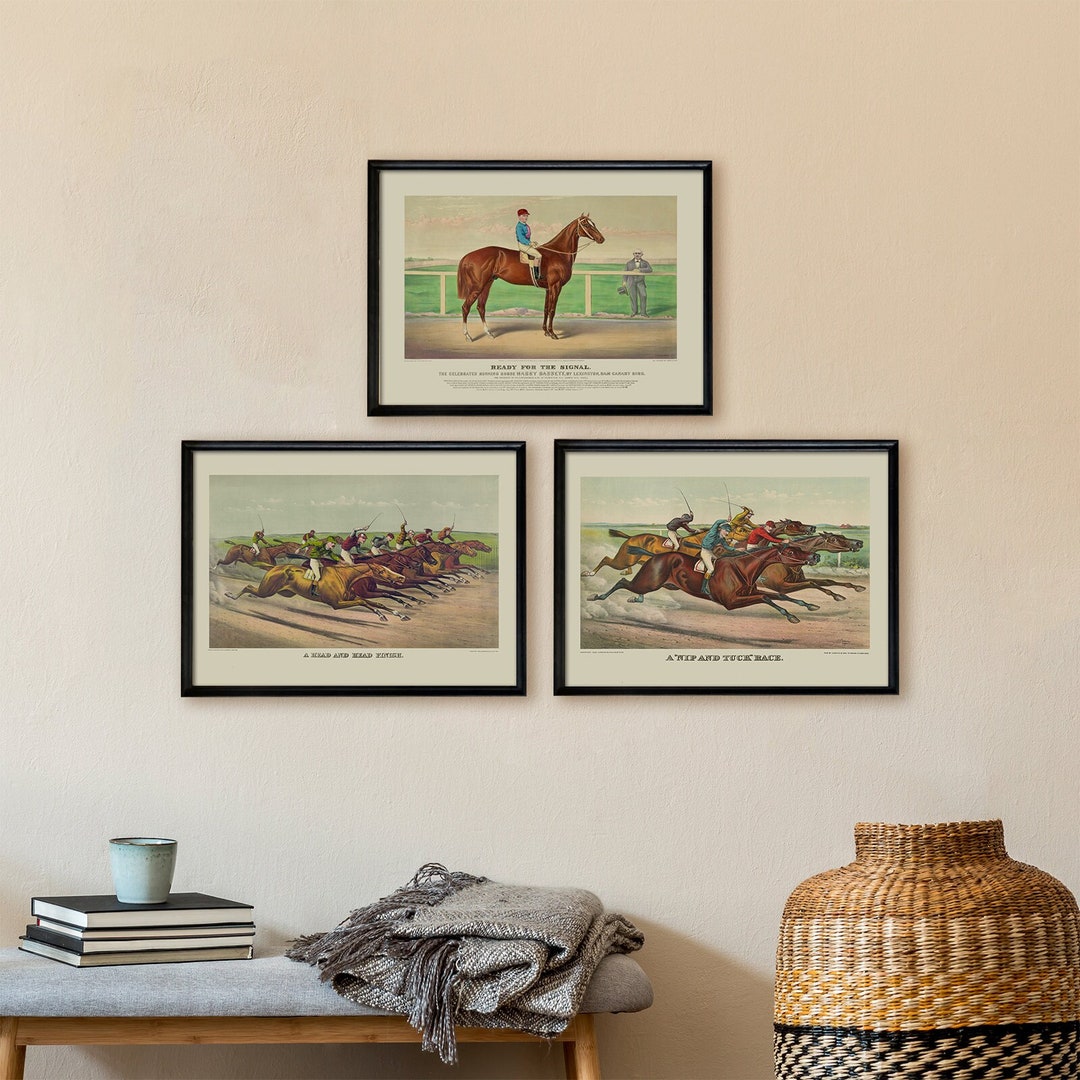 Racing Legends Set of 3 Horse Racing Portraits From the 1800s for Home ...