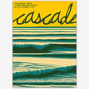 Cascade Ocean Waves Poster - Retro Sea Nature Inspired Wall Art - 1991 ...