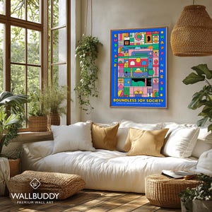 Vibrant Abstract Joy Poster - Inspirational Geometric Design Wall Art ...