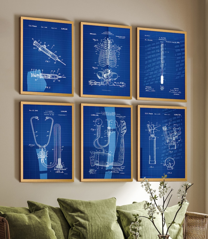 Retro Medical Patent Art Print Set: Doctor Office Wall Decor - Etsy