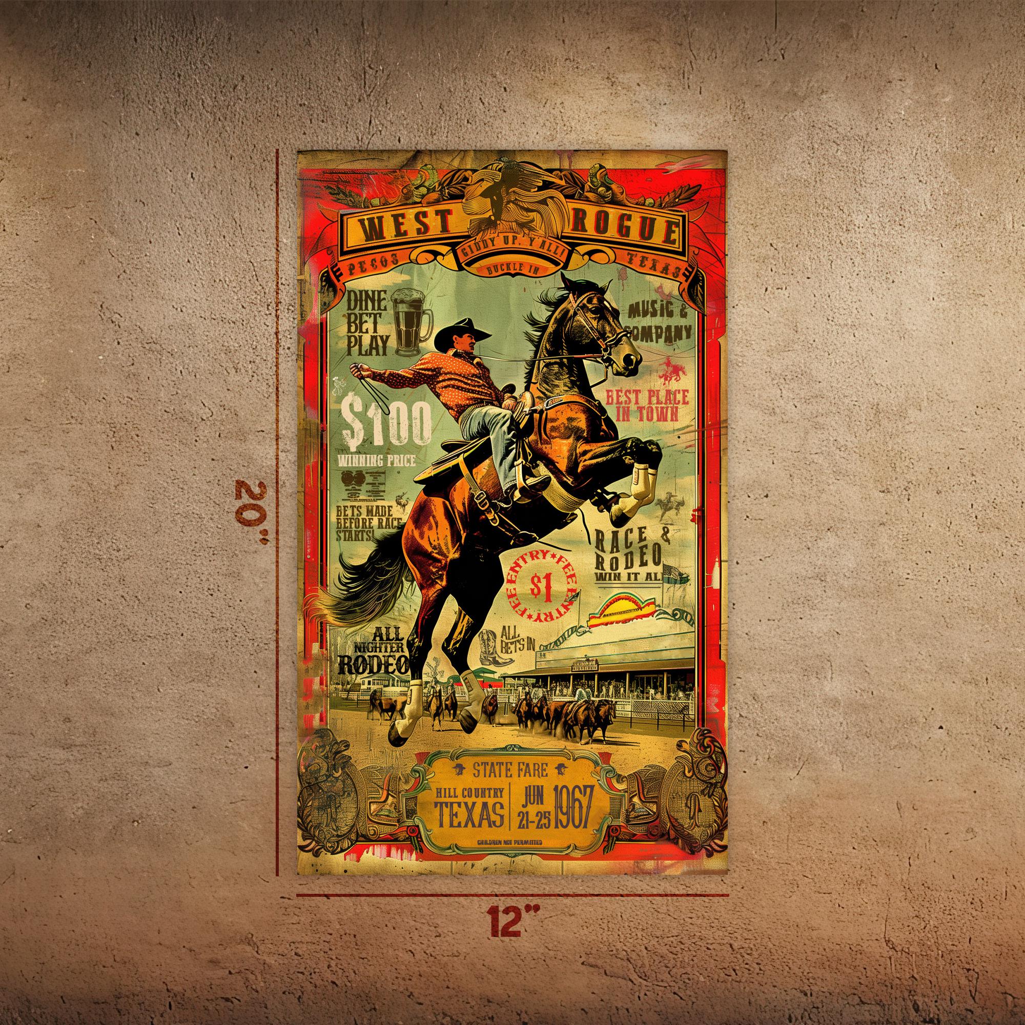 Vintage Rodeo Art Print: 1967 Texas State Fair Poster - Etsy
